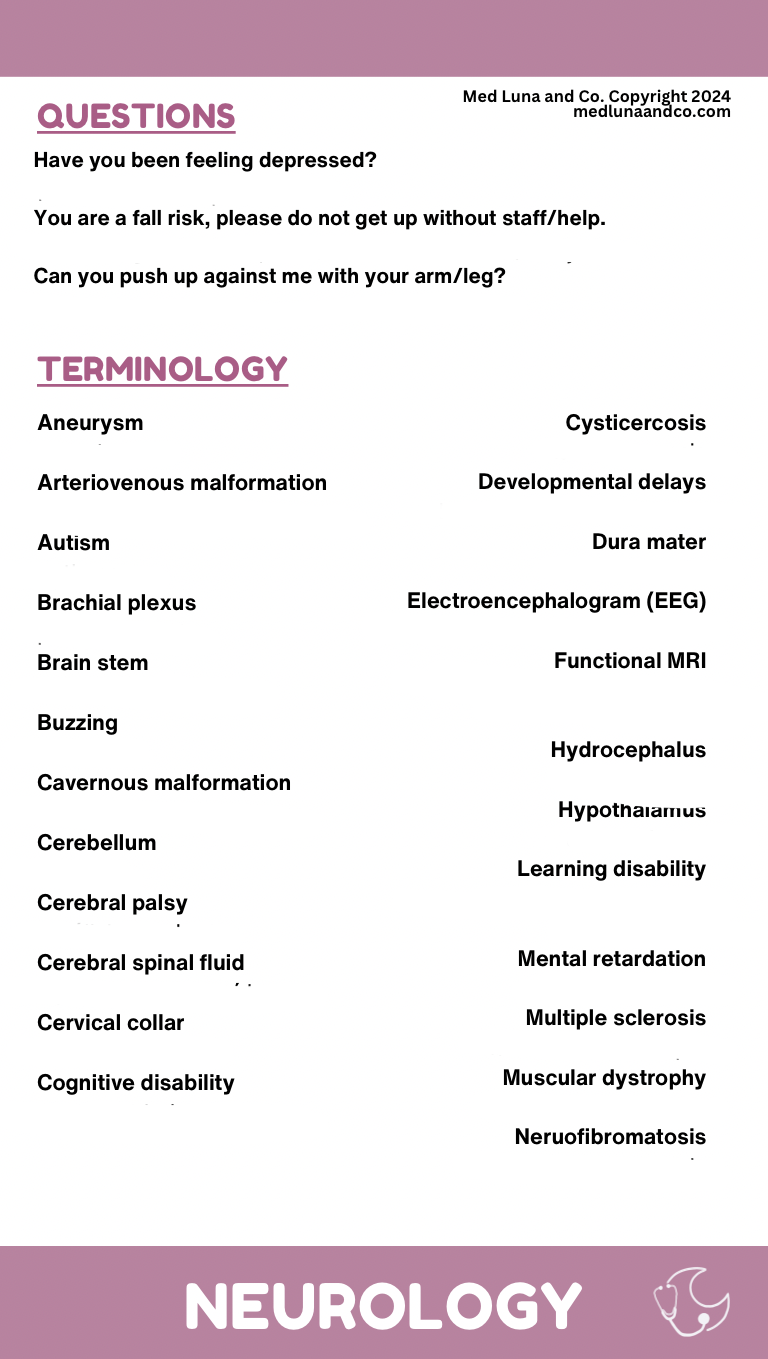 NEUROLOGY MEDICAL SPANISH BADGE – medlunaandco